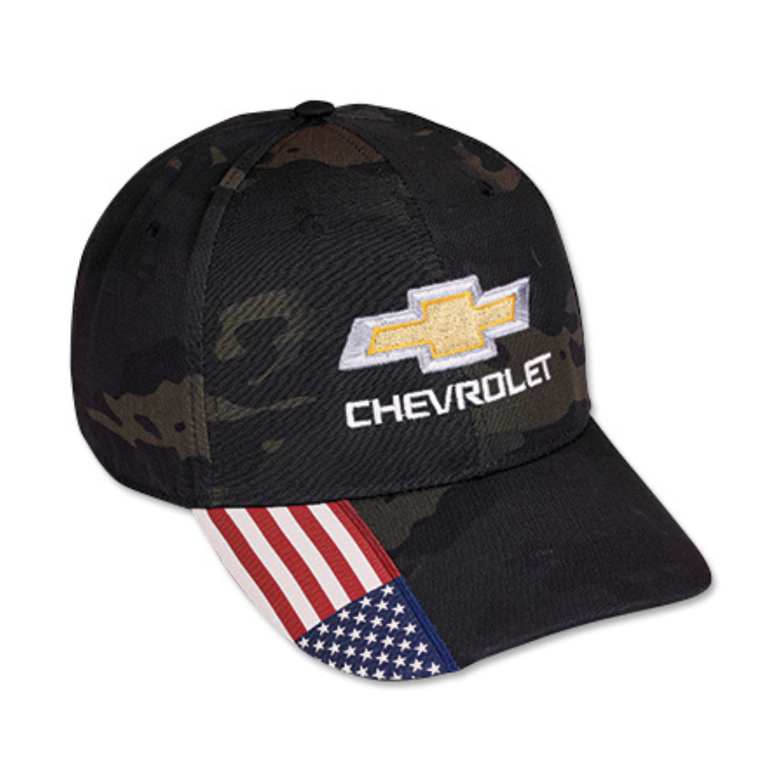 Chevrolet Bowtie Black Camo American Flag Hat | Truck Store Online