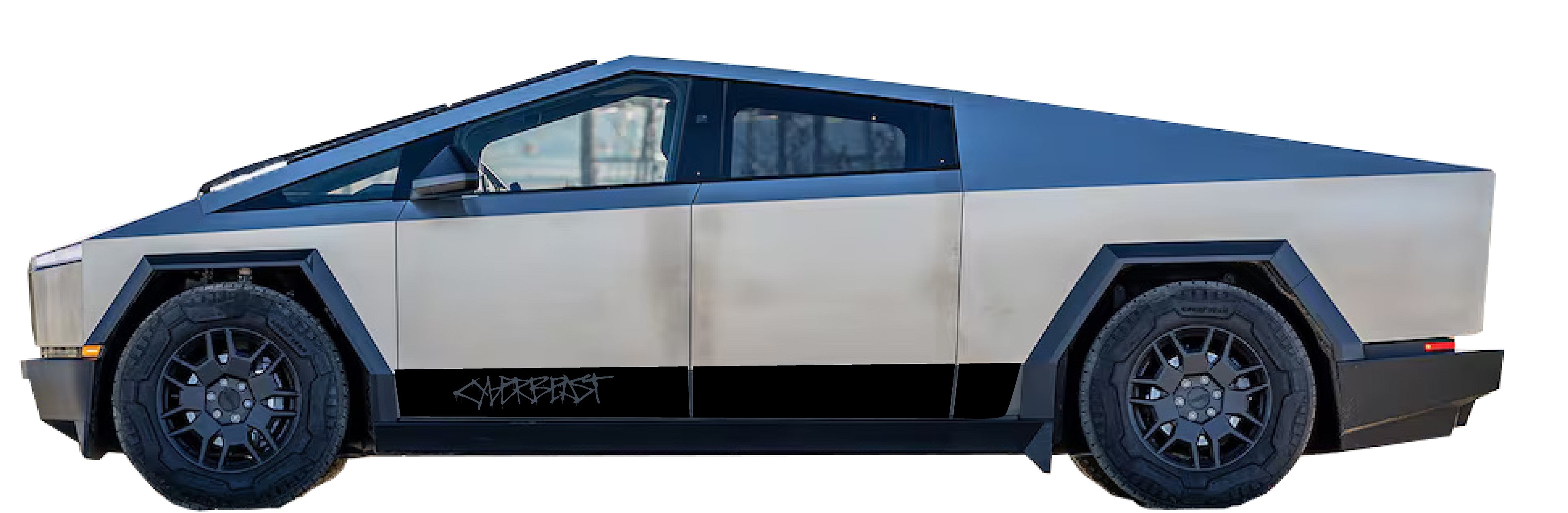 Cyberbeast Wording Rocker Stripe Decals For The 2023-2024 Tesla Cybert