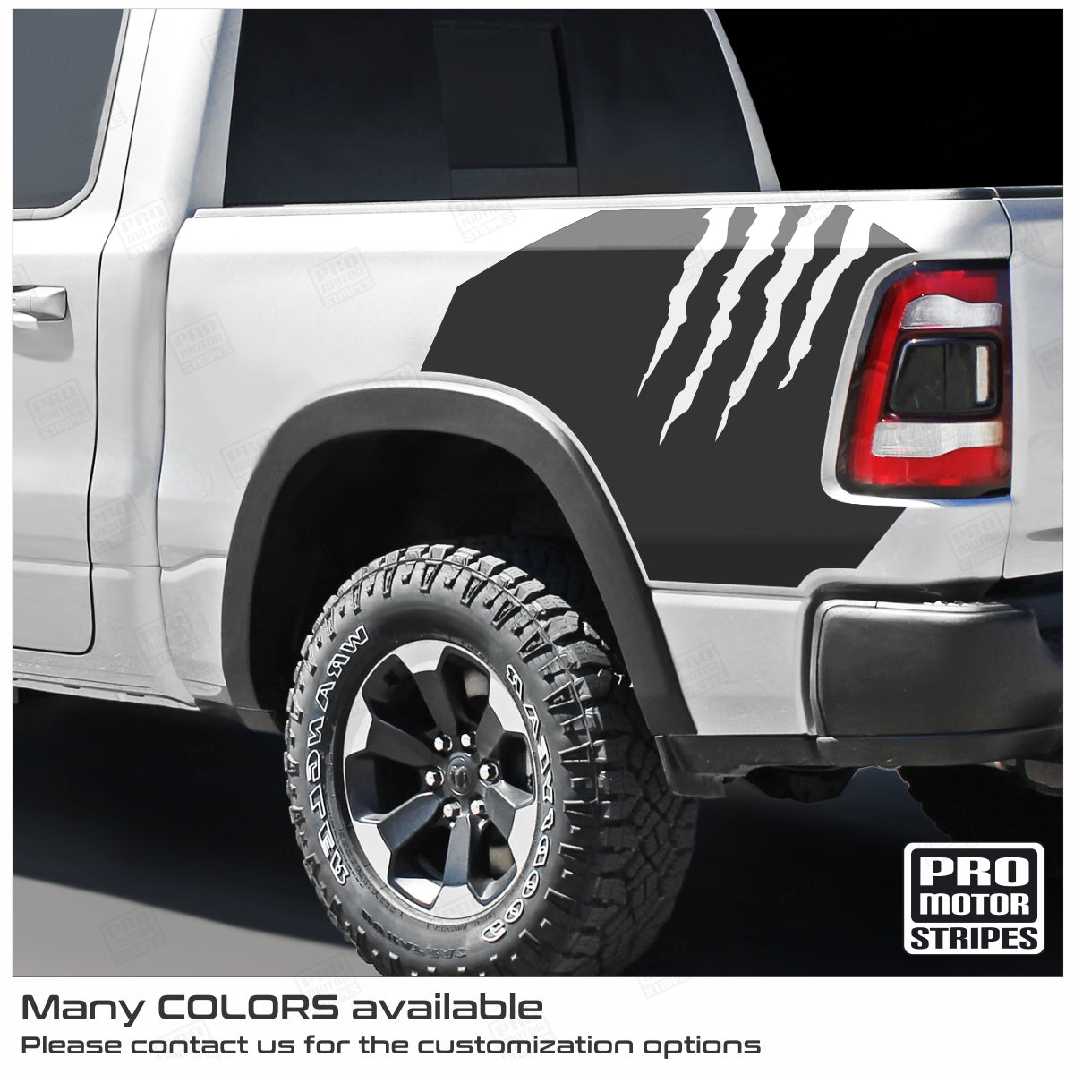Dodge RAM 1500 Rebel 2019-2024 Rear Quarter Bed Claw Rips Decals