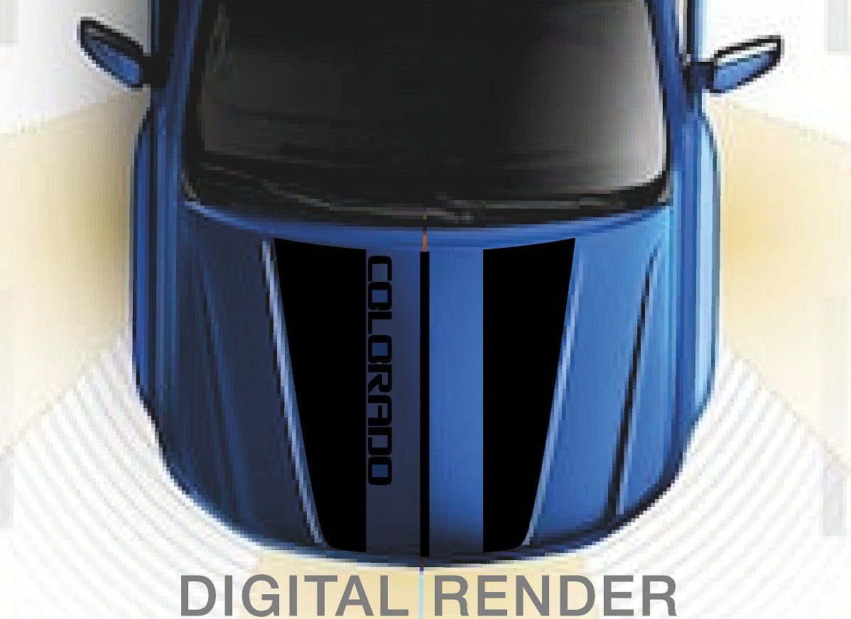 Center "Colorado" Racing Stripes Hood Decal Cover for 2015-2022 Chevro