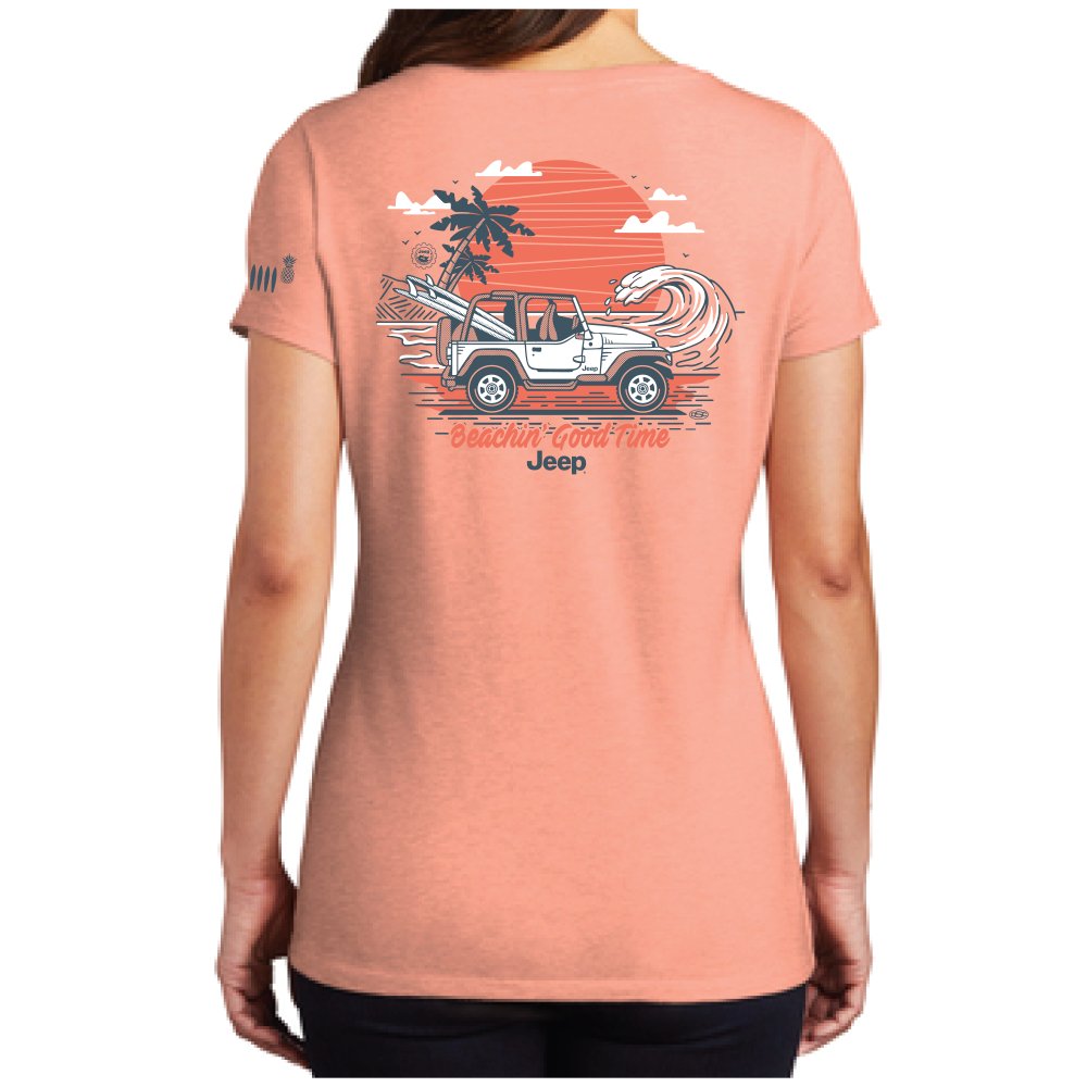 Ladies Jeep® Beachin' Good Time V-neck - Heather Peach - FINAL SALE ...
