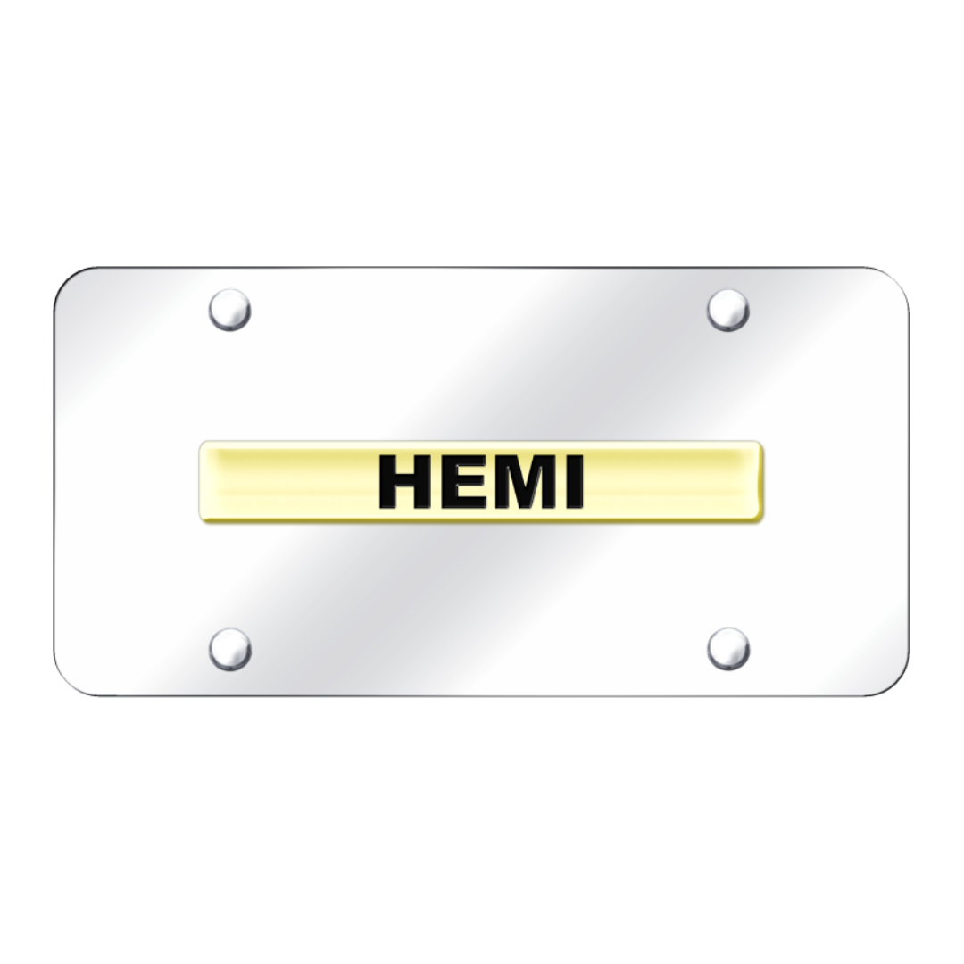 Hemi Name License Plate - Gold on Mirrored | Truck Store Online